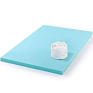 ZINUS 2 Inch Ultra Cooling Gel Memory Foam Mattress Topper with Cooling Cover, CertiPUR-US Certified, Full, White