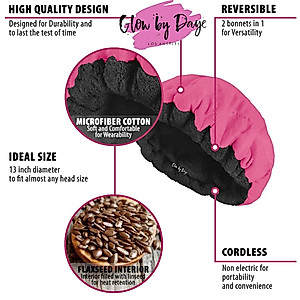 Glow by Daye Cordless Deep Conditioning Thermal Heat Cap, Microwavable Heat Therapy for Hair, Portable, Reversible Pink Punch