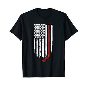 Patriotic Hockey Flag T-Shirt for Hockey Fans