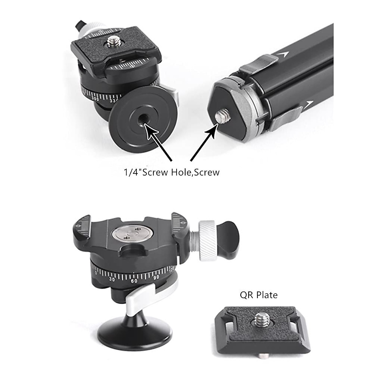 Portable Desktop Mini Tripod, Professional Mini Tripod with Panoramic Ball Head for Action Sports Camera Mirrorless Camera