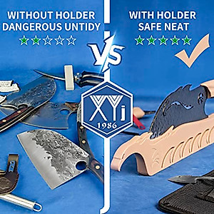 XYJ Authentic Since 1986,Chinese Vegetable Cleaver,Kitchen Chef Knife With Rolling Bag,Holder,Whetstone,High Carbon Steel Meat Butcher Knife,Camp Cooking Knives,Full Tang Handle (8.5 Inch A)