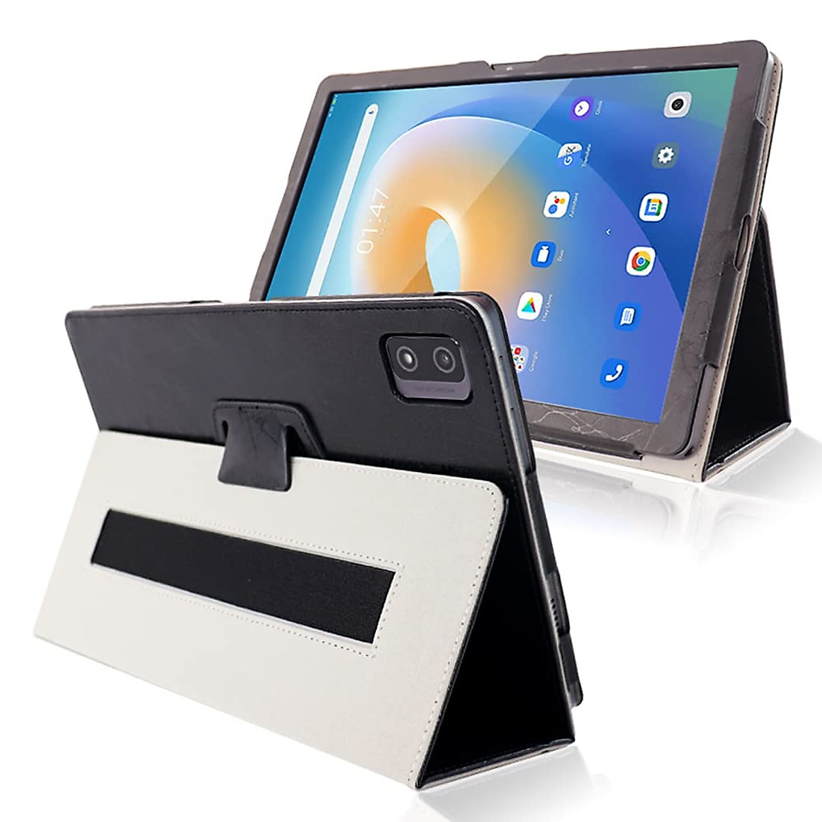 AIJAKO Tablet Case Compatible with Blackview Tab 12/ Blackview Tab13, Premium PU Leather Folio Folding Stand Protective Tablet Case Cover with Hand Strap for Blackview Tab 12/ Blackview Tab 13, Flower