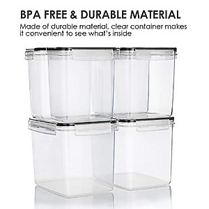 Vtopmart Airtight Food Storage Containers 6 Pieces - Plastic BPA Free Kitchen Pantry Storage Containers for Sugar,Flour and Baking Supplies - Dishwasher Safe - Include 24 Labels, Black