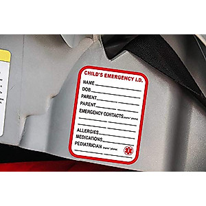 Remarkable Infant I.C.E. (in Case of Emergency) Car Seat Sticker Safety Information - Child Emergency Contact Car Seat Safety Alert Attachment Tag Stickers (8 Pack)