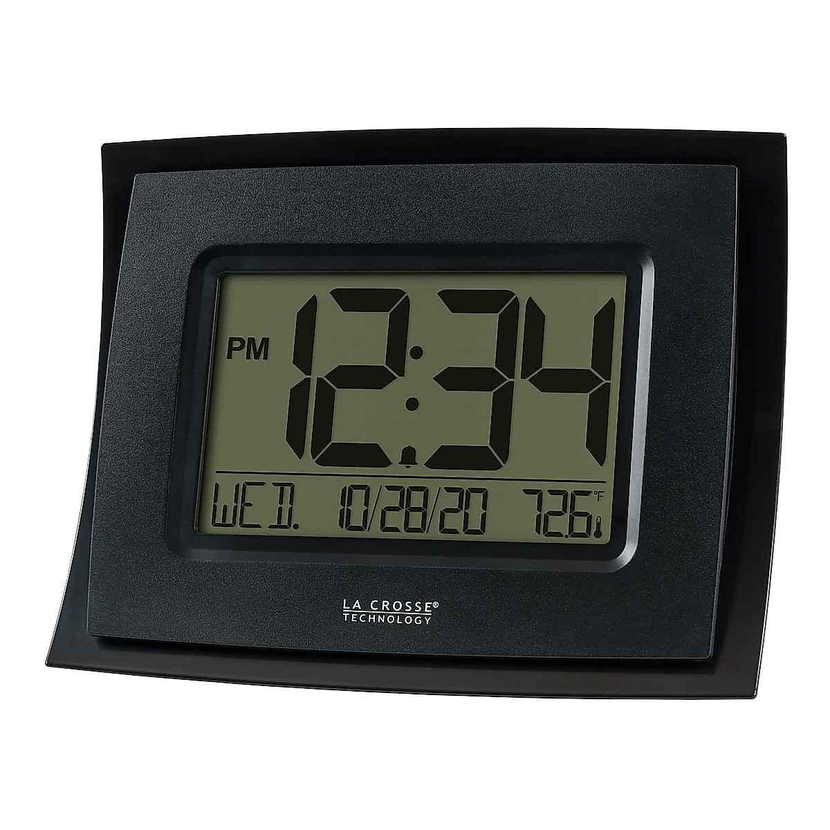 La Crosse Technology WT-8002U-B-INT Digital Black Clock with Indoor Temperature