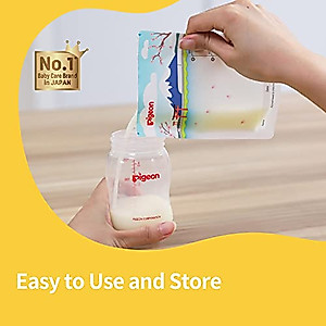 Pigeon Breast Milk Storage Bag, Disposable Self Standing Bag, 5 Colourful Design, 50 Pcs (Pack of 2), 6 Oz