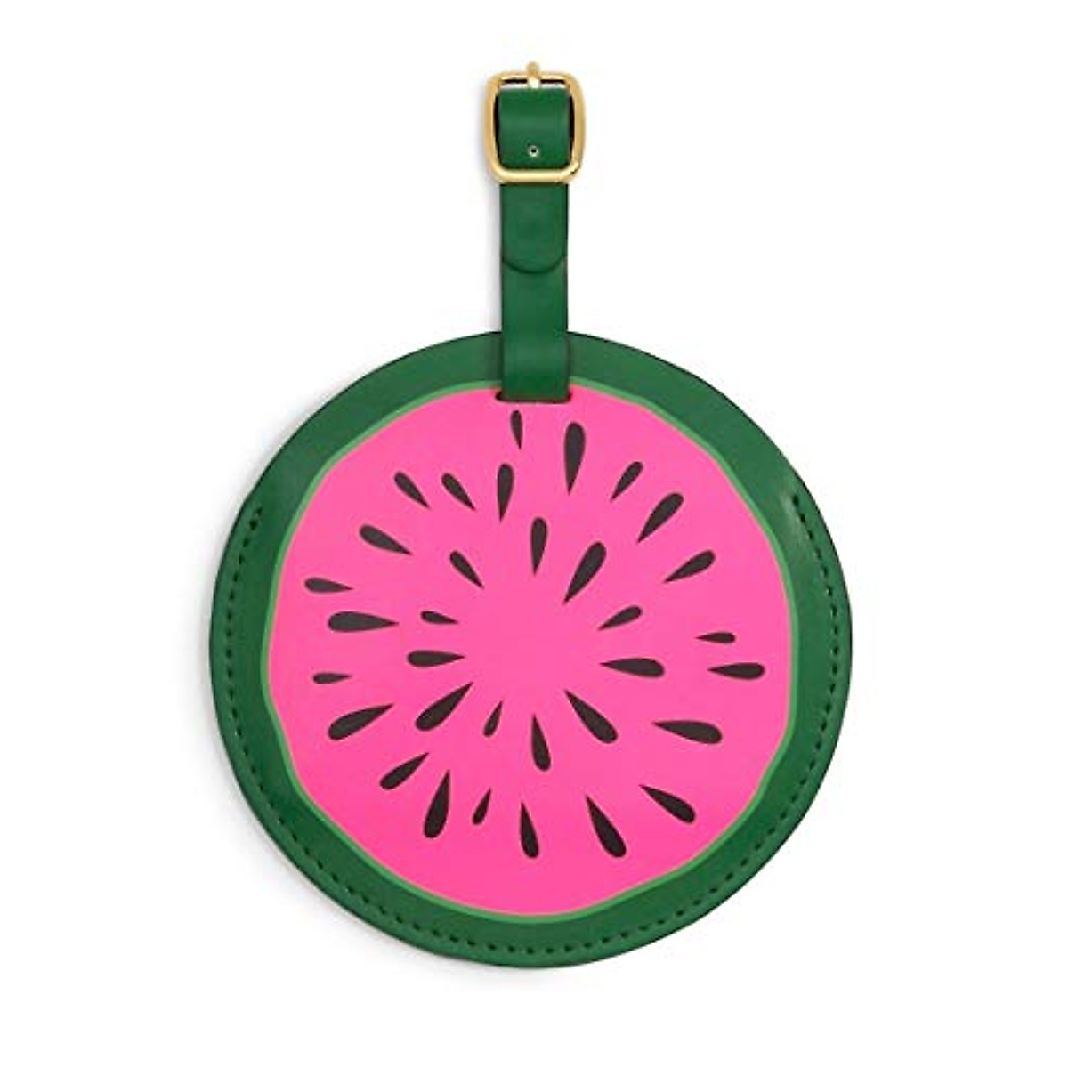 Ban.do Getaway Circle Suitcase Tag for Travel, Durable Vegan Leather Luggage Identifier, Watermelon