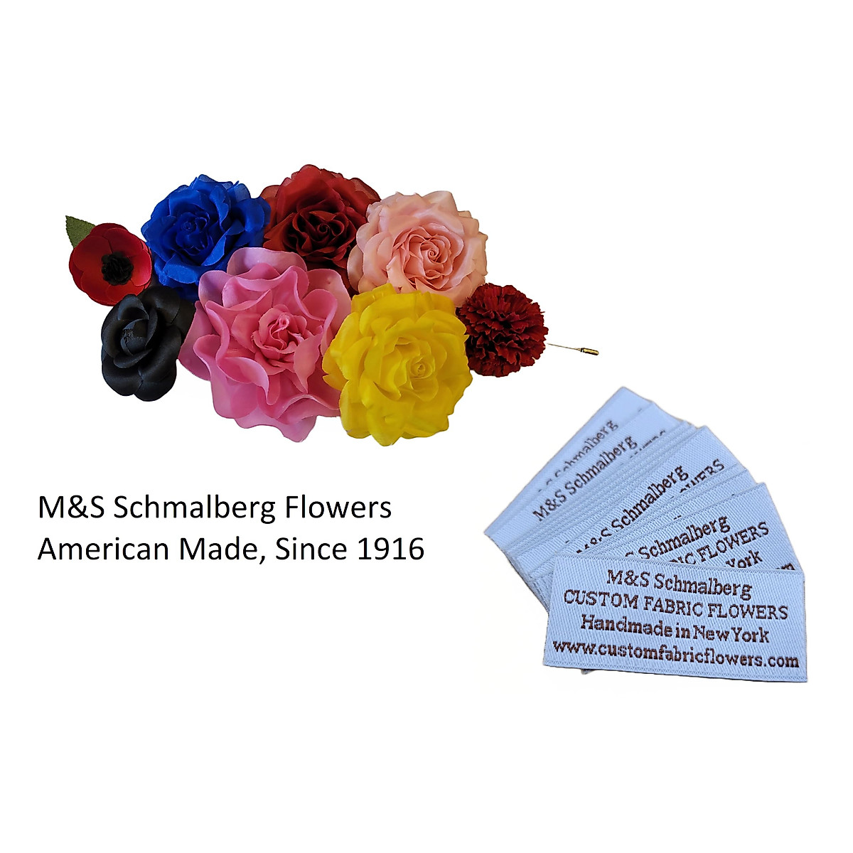 M&S Schmalberg Camellia Silk Fabric Flower Pin Brooch Flower. Red Camellia Brooch Pin - Hand-made in New York's Garment Center (American Made)