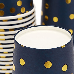 DGVR Blue and Gold Party Supplies Disposable Party Dinnerware Set 125PCS Dark Blue Paper Plates Napkins Cups Serve 25 for Graduation Birthday Party Wedding