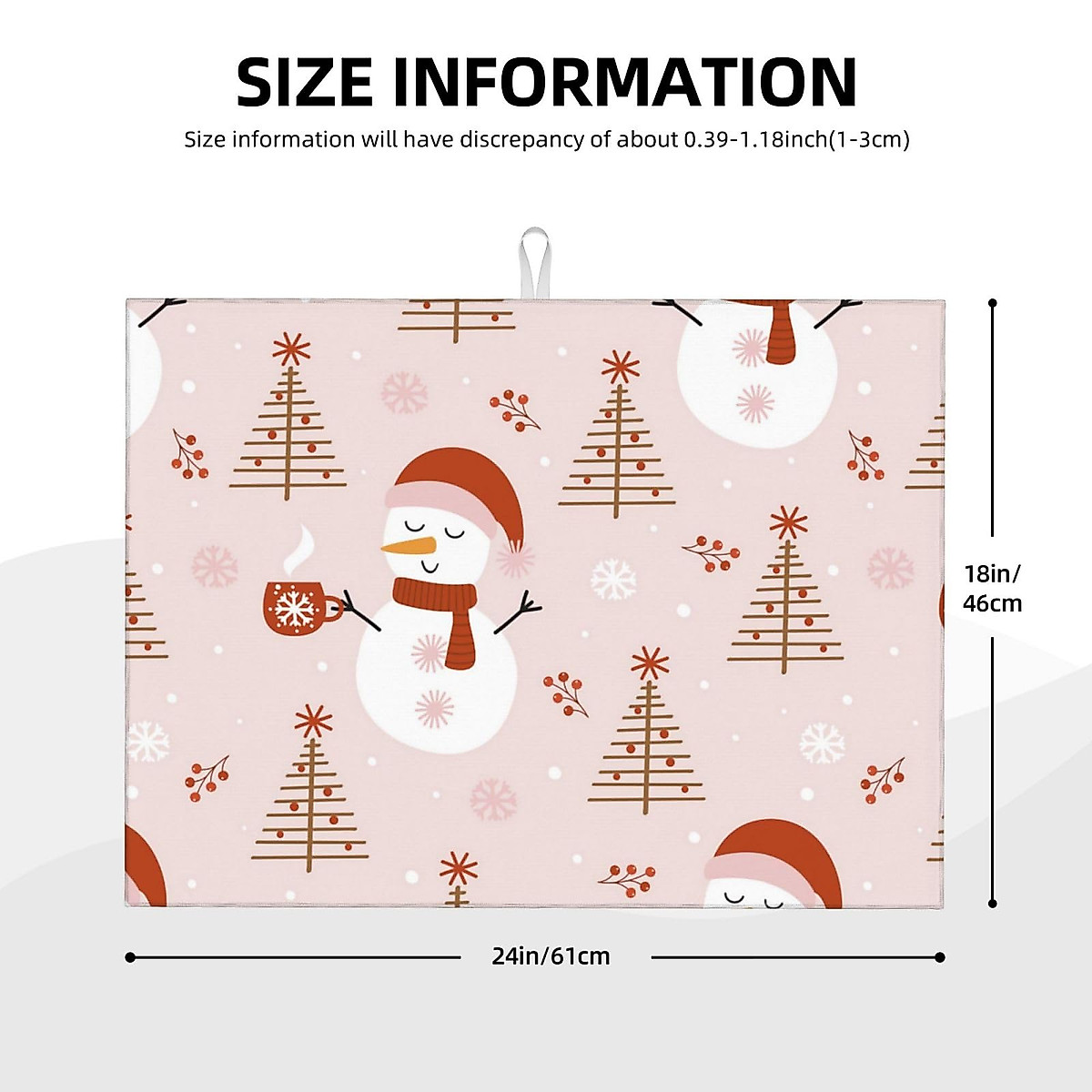 Microfiber Dish Drying Mat For Kitchen Counter 18'' X 24'' Santa Claus Print Absorbent Dish Draining Mat Medium