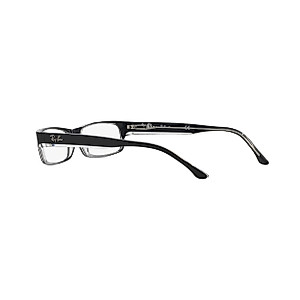 Ray-Ban RX5114 Rectangular Prescription Eyeglass Frames, Black On Transparent/Demo Lens, 54 mm
