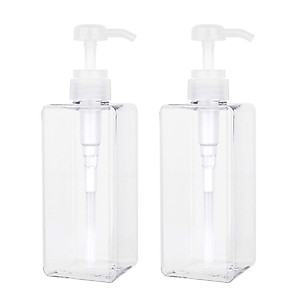 Pump Bottle, Refillable Plastic Empty Lotion Soap Dispenser Liquid Container for Bathroom Shampoo and Body Wash, 22oz/650ml Clear 2 Pack