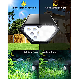 Biling Solar Spot Lights Outdoor, Bright 700 Lumen Solar Lights Outdoor Waterproof IP67, Solar Landscape Lights Uplights for House Patio Pathway Yard Garden Driveway Pool - White(4 Pack)