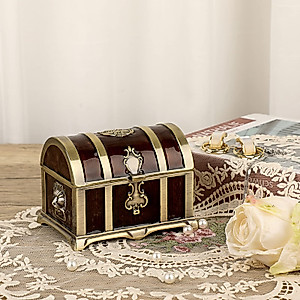 Hipiwe Vintage Jewelry Box Treasure Chest Box Trinket Box Large Ring Earrings Necklace Keepsake Gift Holder Case for Girls Ladies Women