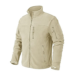 CRYSULLY Men's Winter Warm Jacket Snow Outswear Coat Fleece Lining Hiking Skiing Beige