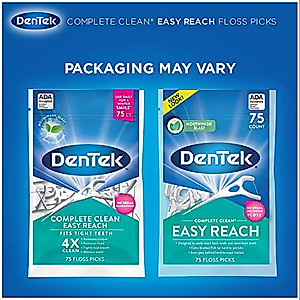 DenTek Complete Clean | Fresh Mint | Easy Reach Angled Floss Picks | No Break & No Shred Floss | 75 Each | Pack of 7
