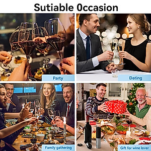 Electric Wine Opener, Automatic Wine Bottle Corkscrew with Air Pump, Foil Cutter, Pourer, Vacuum Stoppers (4PCS)， Professional Easy Rechargeable Vino Opener Set Suitable for Home, Travel