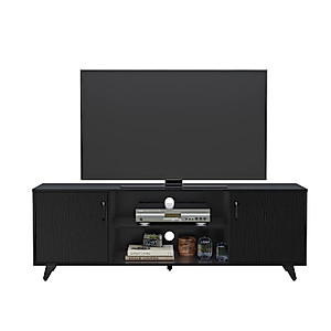 Panana TV Stand, Entertainment Center with 2 Doors and 2 Cubby Storages Cabinets for up to 65 inch for Living Room Bedroom (Black, 53.5 inch)