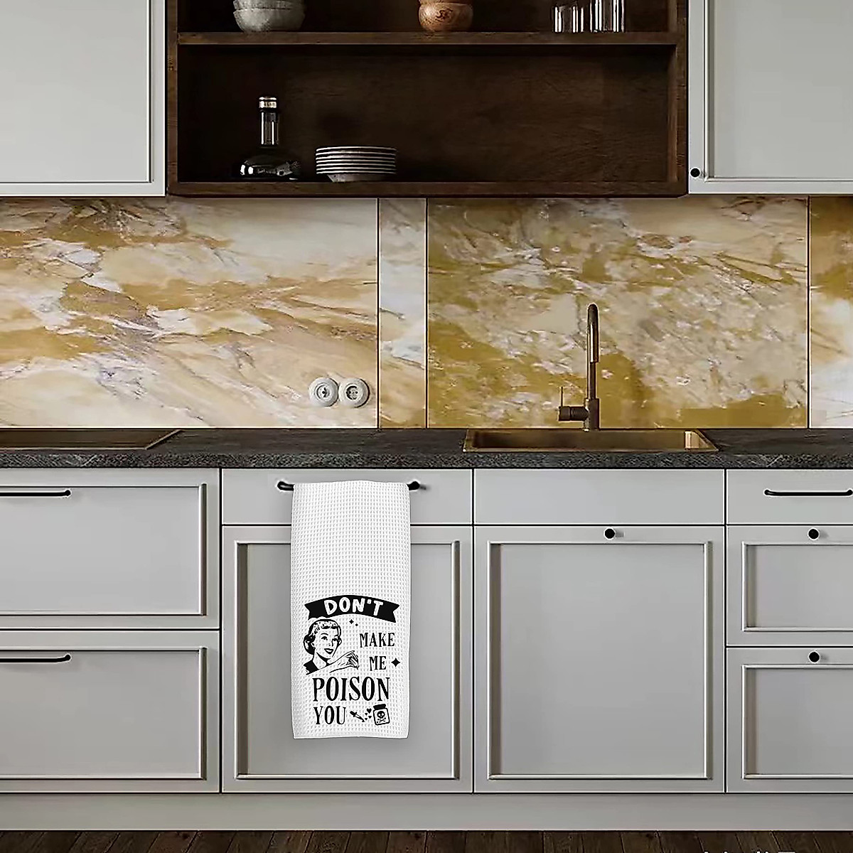 XIKAINUO Don’t Make Me Poison You - Waffle Cotton Kitchen Towels Hand Towel, Kitchen Decor Towel Flour Sack Towel Dish Towel for Woman Mom Grandma Aunt Christmas New Home Housewarming Gifts