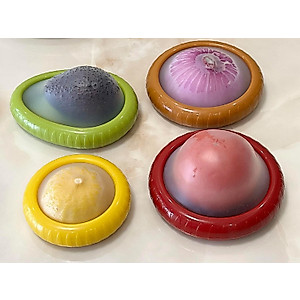 LCYHOMIEE Avocado Saver and Tomato Holder, Set of 4 Silicone Fruit Storage Box Reusable Storage Containers for Fridge - Ideal for Garlic, Onions, Lemons, and Potatoes