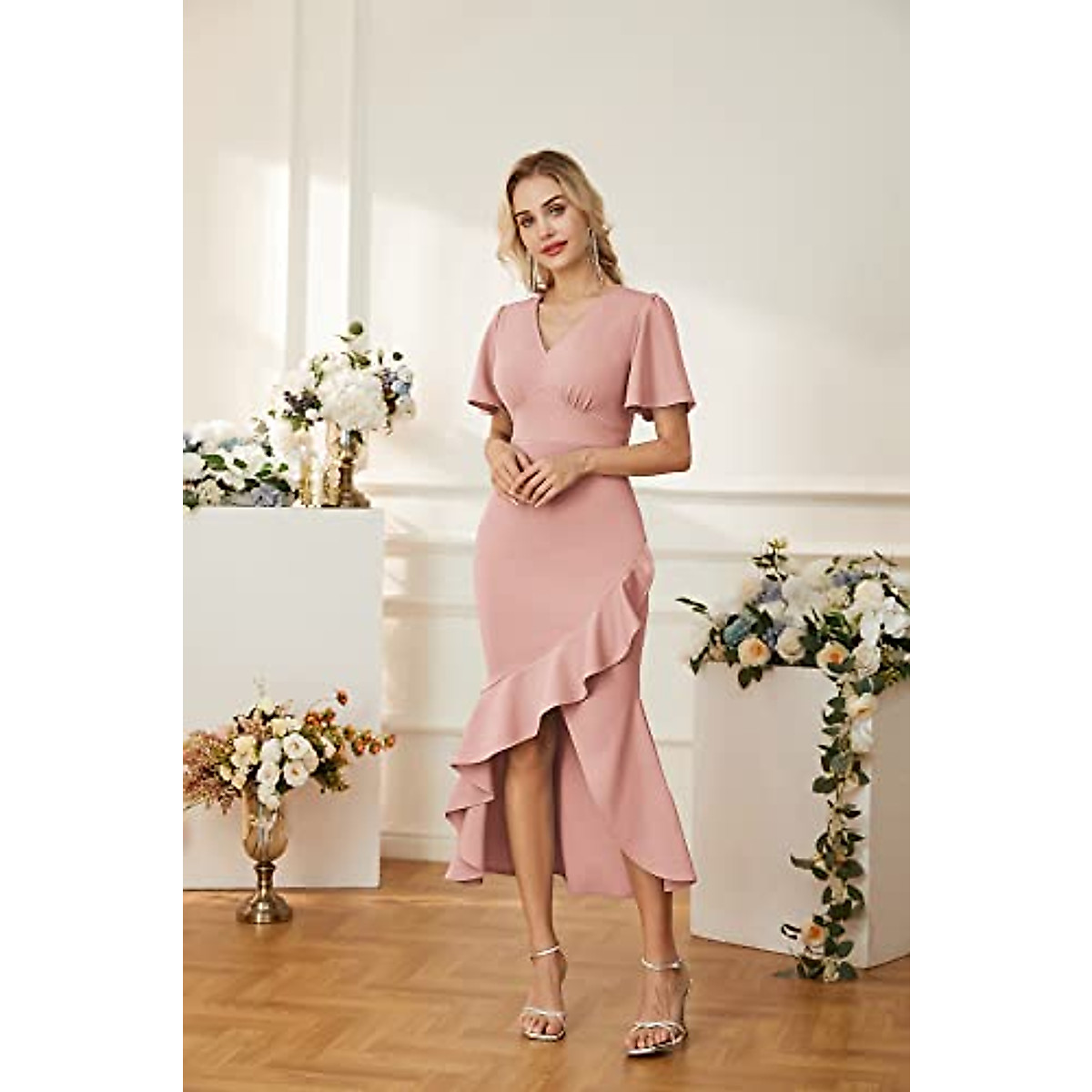 GRACE KARIN Wedding Guest Dresses for Women Summer Spring Dresses for Women 2023 Pink L