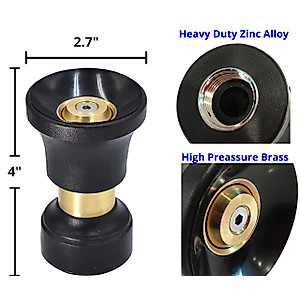Fireman Style Hose Nozzle 2 Pack Combo | Heavy Duty Hose Spray Nozzle | Garden Hose Nozzle | Water Hose Nozzle | Brass Hose Nozzle | Spray Nozzle for Garden Hose | Universal Fit Garden Hoses