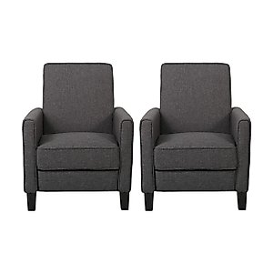 Christopher Knight Home Emmie Fabric Recliner (Set of 2), Smoke, Dark Brown