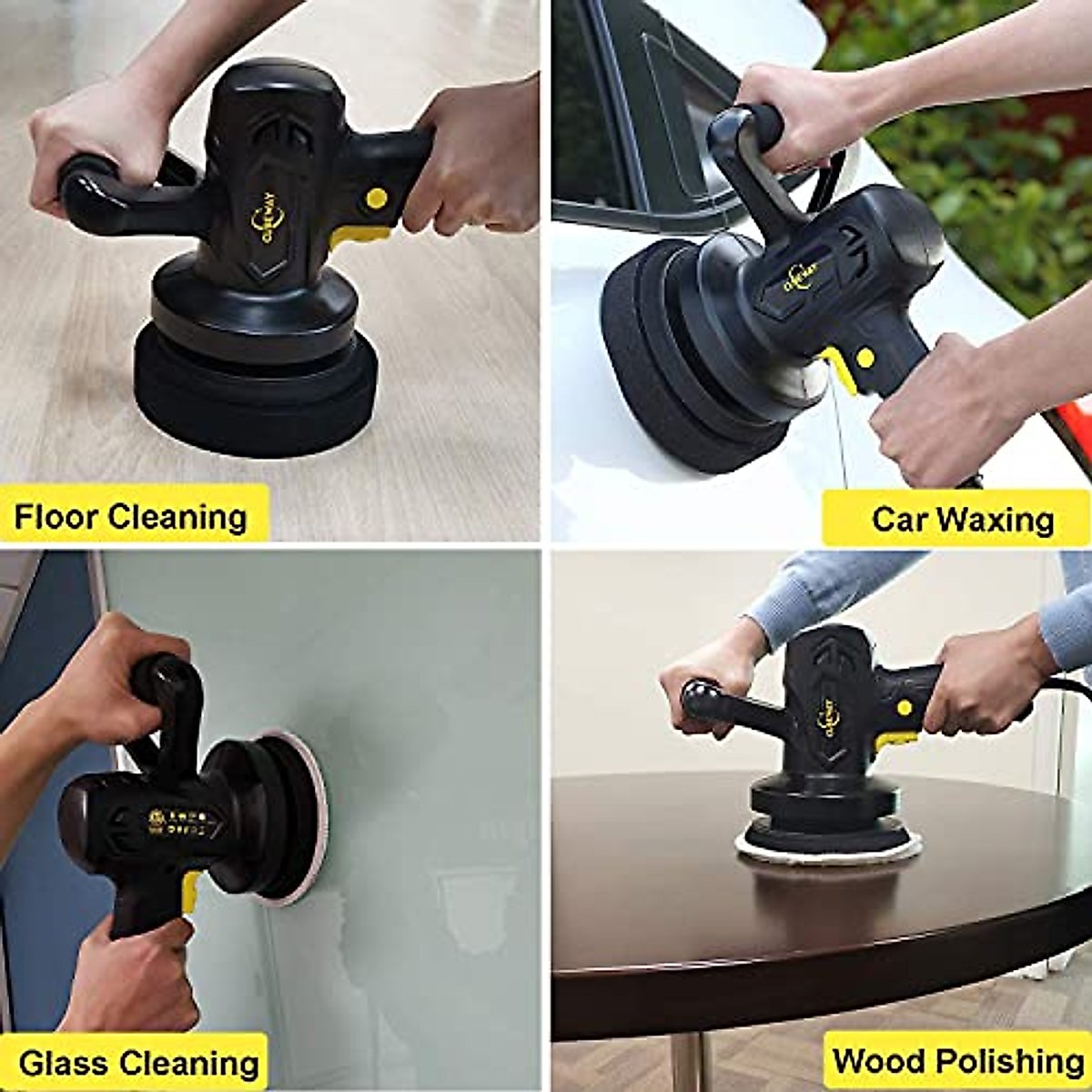 Buffer Polisher, 6-inch Electric Variable Speed Car Buffer Machine, Random Orbital Polisher Waxer Kit with 3 Pads for Car Detailing Polishing and Waxing, CUBEWAY