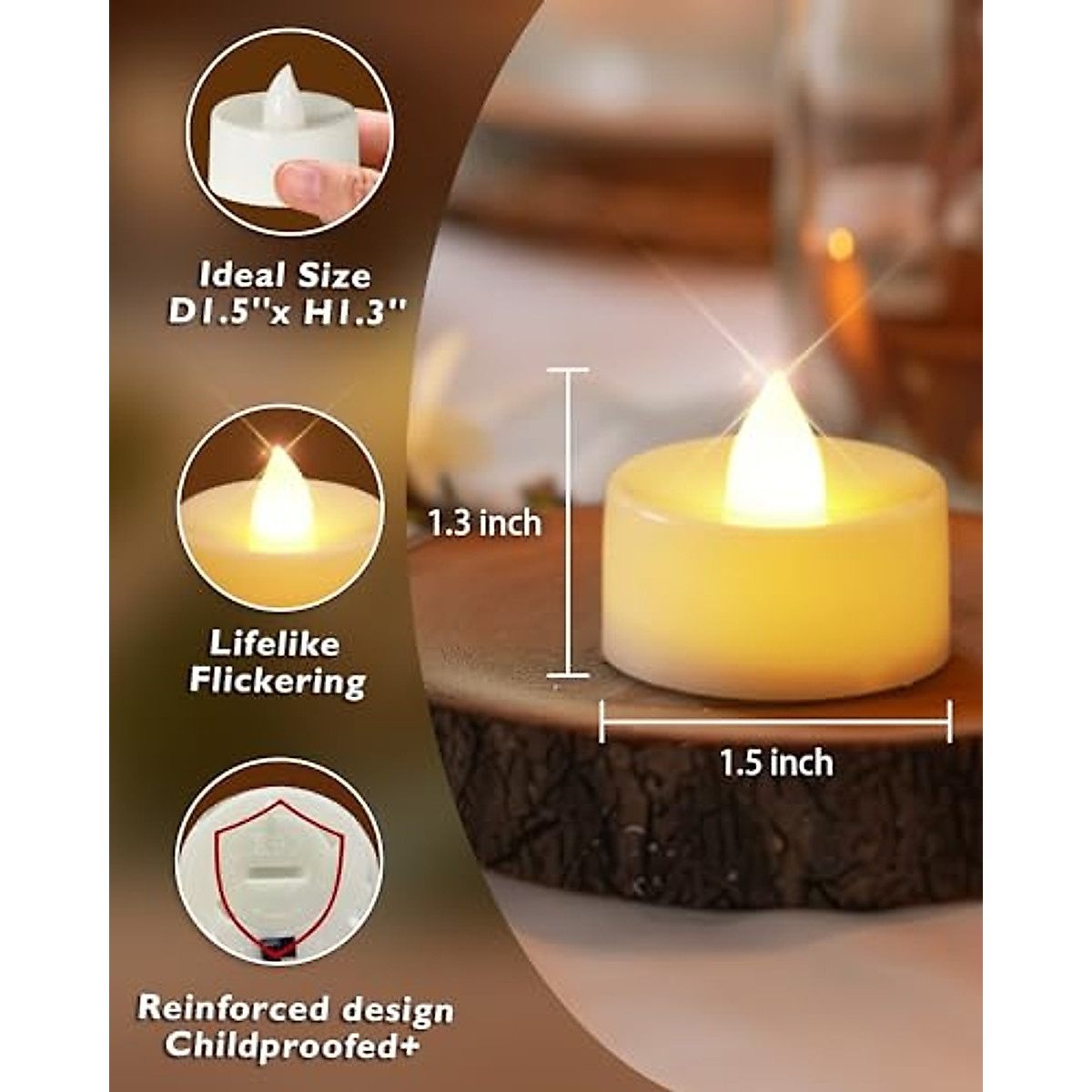 Homemory Value 100Pack Flameless LED Candles Tea Lights Battery Operated, 200+Hours Electric Fake Candles Tealights for Votive, Halloween, Pumkin, Ofrenda, Diya, Table Decor, Funeral, Christmas