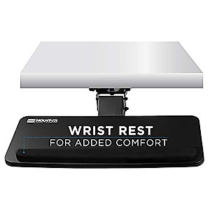 Mount-It! Adjustable Under Desk Keyboard Tray, Ergonomic Computer Keyboard and Mouse Platform with Wrist Rest Pad, Keyboard Slide Out Tray with Height, Tilt and Swivel Adjustment, Black (MI-7132)