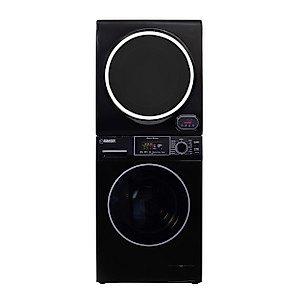 Equator Premium Stackable 15 Lbs Washer 1.62cf 110V+Vented Digi Dryer 3.5cf 110V(Black)