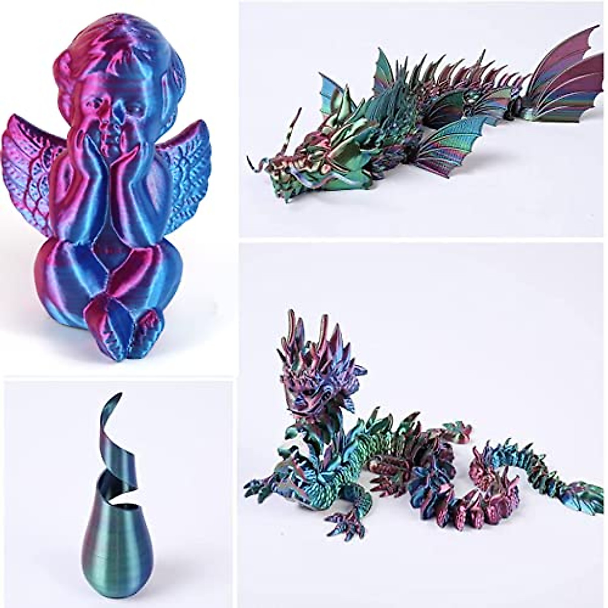 Silk PLA Filament, Magic 3D Printer Filament 1.75mm +/- 0.03mm,Fast Color Change Tri-Colors Rainbow PLA Filament with Silk PLA Red-Blue-Green,1kg/2.2lbs Cardboard Spool