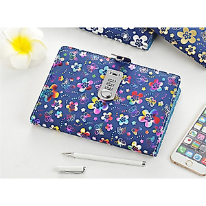 koboome PU Leather Diary with Lock, A5 Size Diary with Combination Lock Digital Password Journal Locking Journal Diary (Multicolor)