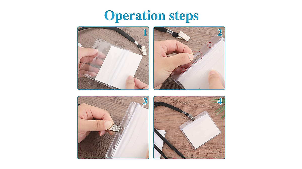 60 Pack Clear Name Tag Holders & Lanyards - Durable & Reusable