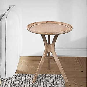 COVLON Farmhouse Side Table, Natural Wood Tray Top Sofa End Table, Soild Wood Rustic Accent Table, Nightstand for Family, Living Room or Dinning