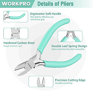 WORKPRO Jewelry Pliers Set, 3 Pack Jewelry Making Tool Kit Includes Mini Needle Nose Pliers/Chain Nose Pliers, Round Nose Pliers and Wire Cutter for Jewelry Repair, DIY Crafts, Jewelry Making Supplies