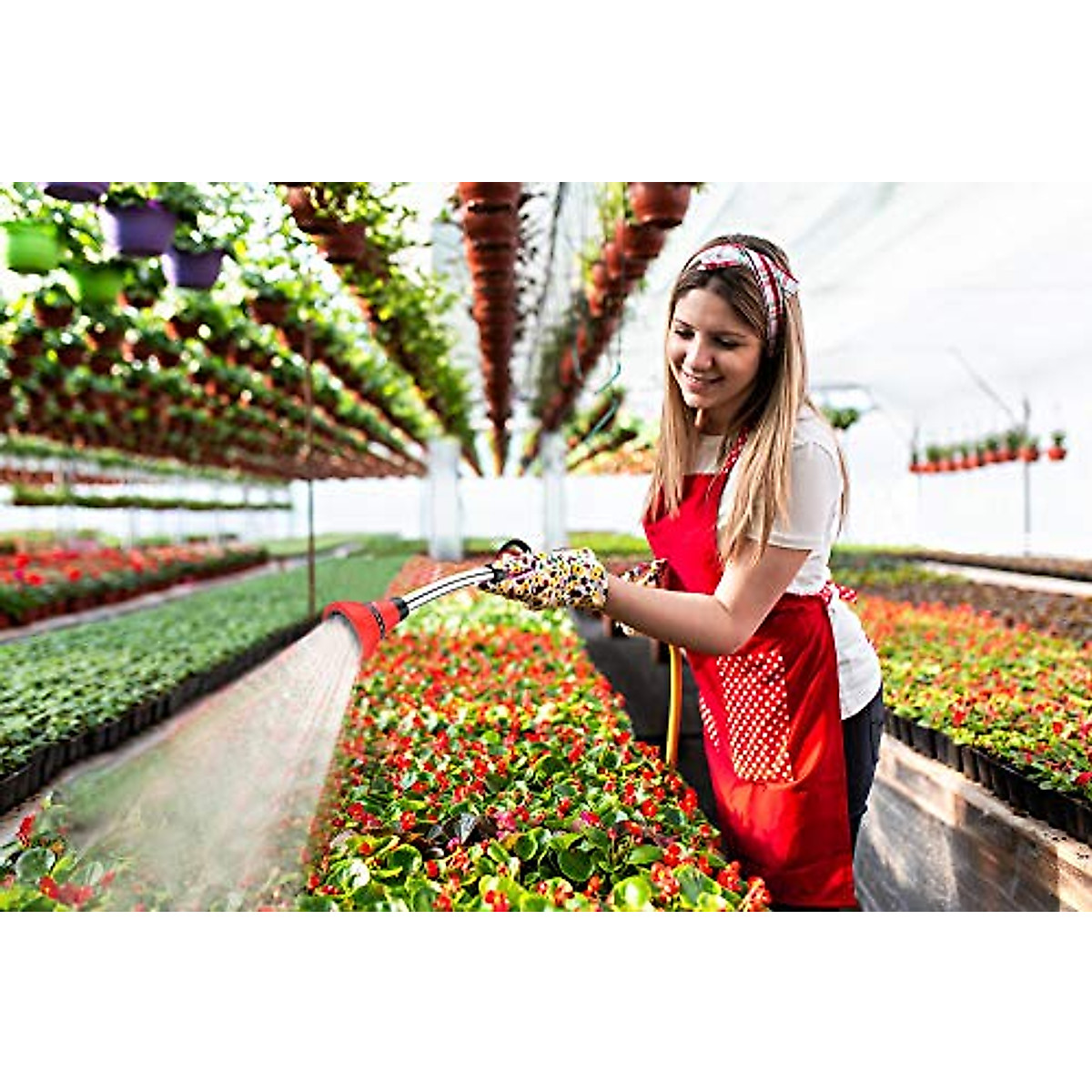 ESOW Garden Hose Watering Wand, 16 Inches Sprayer Wand, 8 Watering Patterns Adjustable Rain Wand, Ergonomic Handle with One Touch Valve Perfect for Watering Plants, Car Wash and Showering Dog