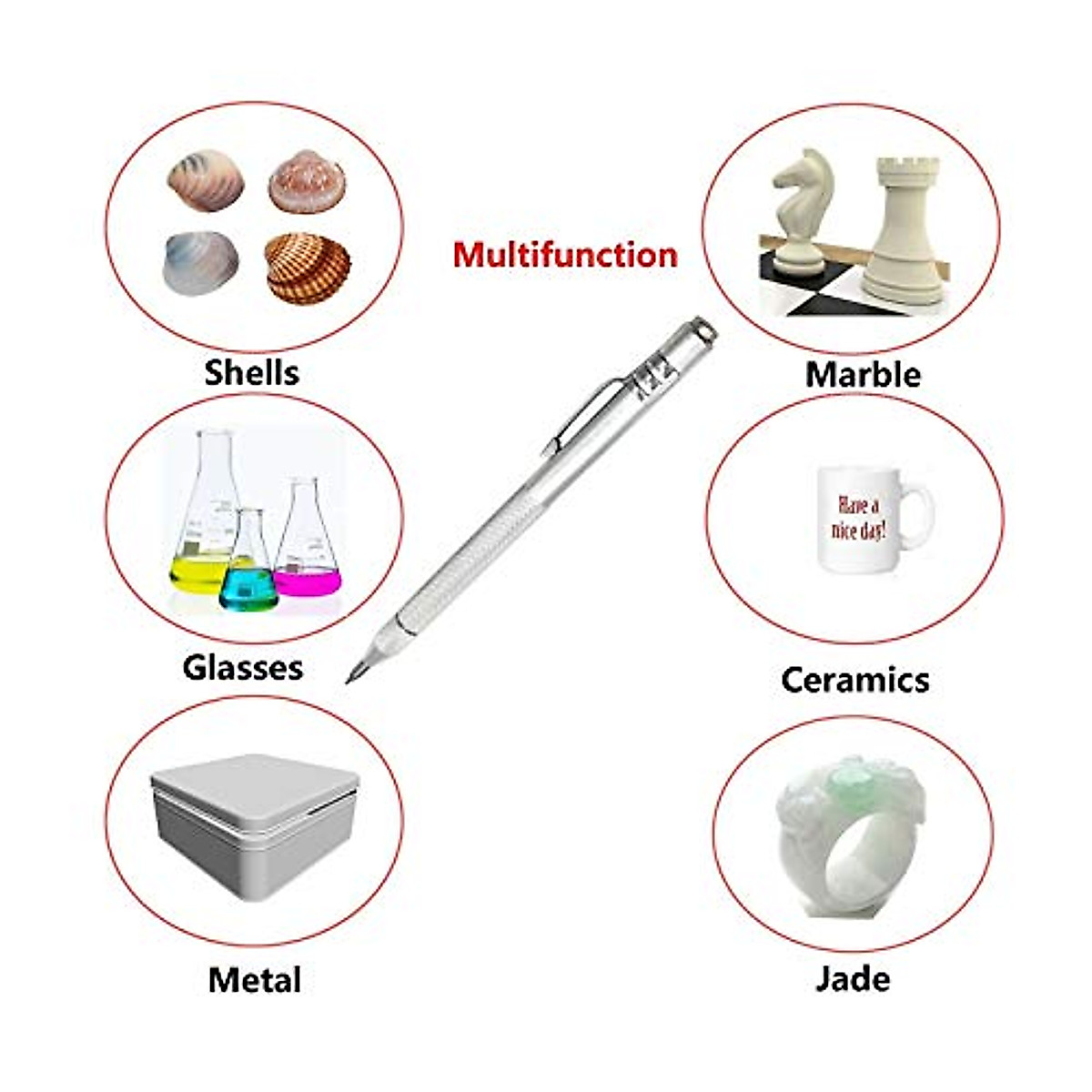 CDIYTOOL 4 Pack Tungsten Carbide Scriber with Magnet, 90-95 HRA Etching Engraving Pen with 8pcs Replacement Marking Tips for Glass,Ceramics,Metal Sheet,Stone Por