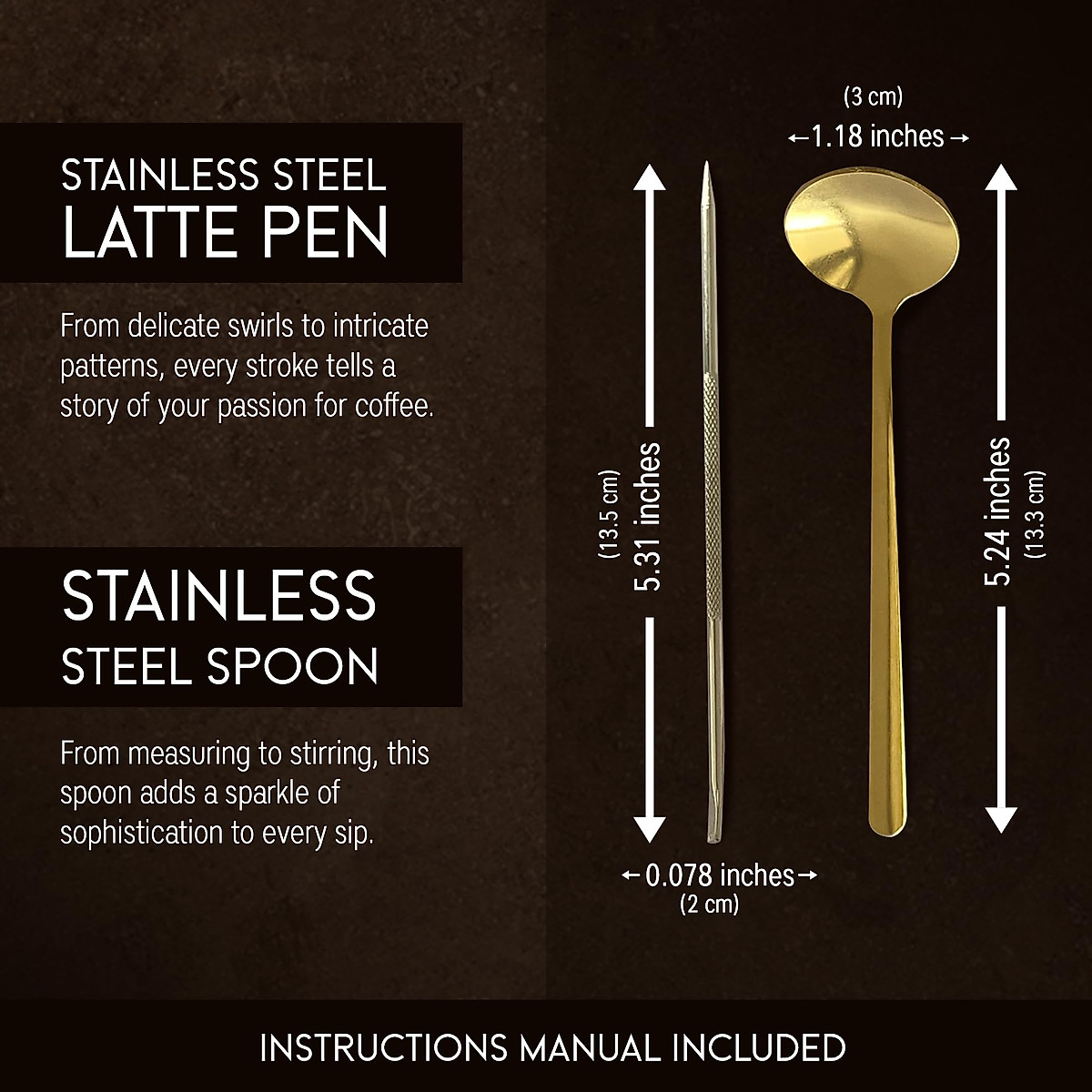 Suneville WDT Tool with 8 Needles (0.4mm) - Espresso Distribution Tool Set with 2 Replacement Needles Stainless Steel Coffee Stirrer, Latte Art Pen & Spoon - Coffee Making Accessories