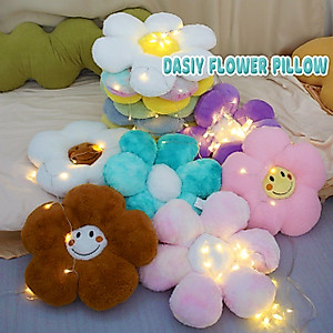 AmyToo 20” Flower Pillow Shaped Throw Pillow Daisy Pillow Plant White Pillows Aesthetic Room Floor Cushion Decor for Teen Girls Sofa Bedroom Kids' Throw Pillows