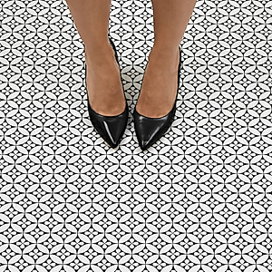 FloorPops FP3564 Fleur Peel & Stick Floor Tiles, Black