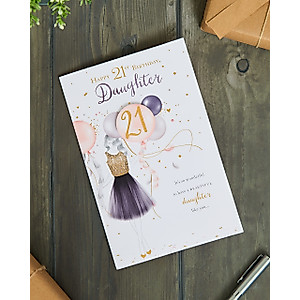 UK Greetings 21st Birthday Card for Daughter - Pretty Dress Design, Multi, 149mm x 229mm
