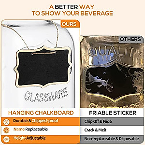 1-Gallon Glass Beverage Dispenser with Stainless Steel Spigot - [2 Pack] Drink Dispensers for Parties - Mason Jar Drinking Dispenser with Lid, Wooden Chalkboard