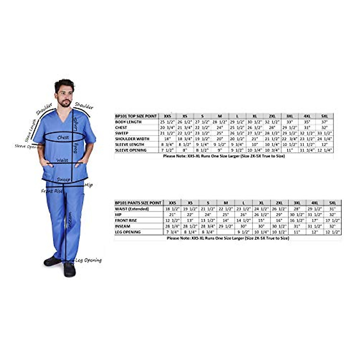 M&M Scrubs Men's Scrub Set Medical Scrub Tops and Pants (Large, Black)