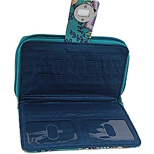 Vera Bradley Cotton RFID Turnlock Wallet, Peacock Garden