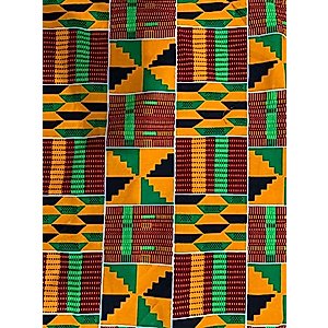 African Kente Print #4 Fabric (1 Yard) Kente African Print Fabric Cotton 44" Wide, Head wrap, Head tie Scarf, African Choir, African Dance, Black History Month, African American Men Women Kids,