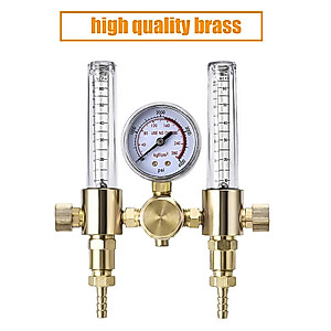 EZYOU Dual Output Argon MIG TIG Flow Meter & Regulator 0-60CFH CGA580 Inlet 5/"8 UNF-18RH Outlet