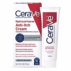 CeraVe Hydrocortisone Cream 1% | Anti-Itch Cream with Temporarily Relief from Rashes with Eczema-Prone & Dry Skin | Itch Relief Cream | Fragrance Free | 1 Ounce