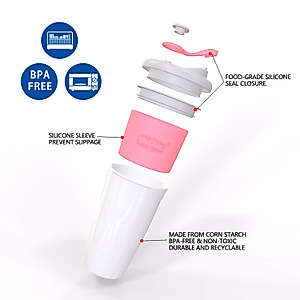 MOCHIC CUP Reusable Coffee Cup with Lid Portable Travel Mug with Non-Slip Sleeve BPA Free Dishwasher and Microwave Safe Friendly Coffee Mug (Pink,16oz)