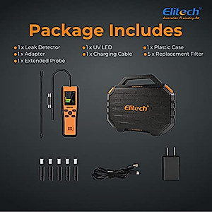 Elitech Refrigerant Leak Detector, Infrared & Heated Diode Sensors in 1 Unit, HVAC Halogen Gas Sniffer, Anti-interference, Reach SAE Standards, IR-200